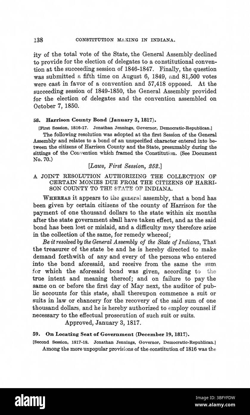 This page from Vol. 1 of *Constitution Making in Indiana* (1971 ...