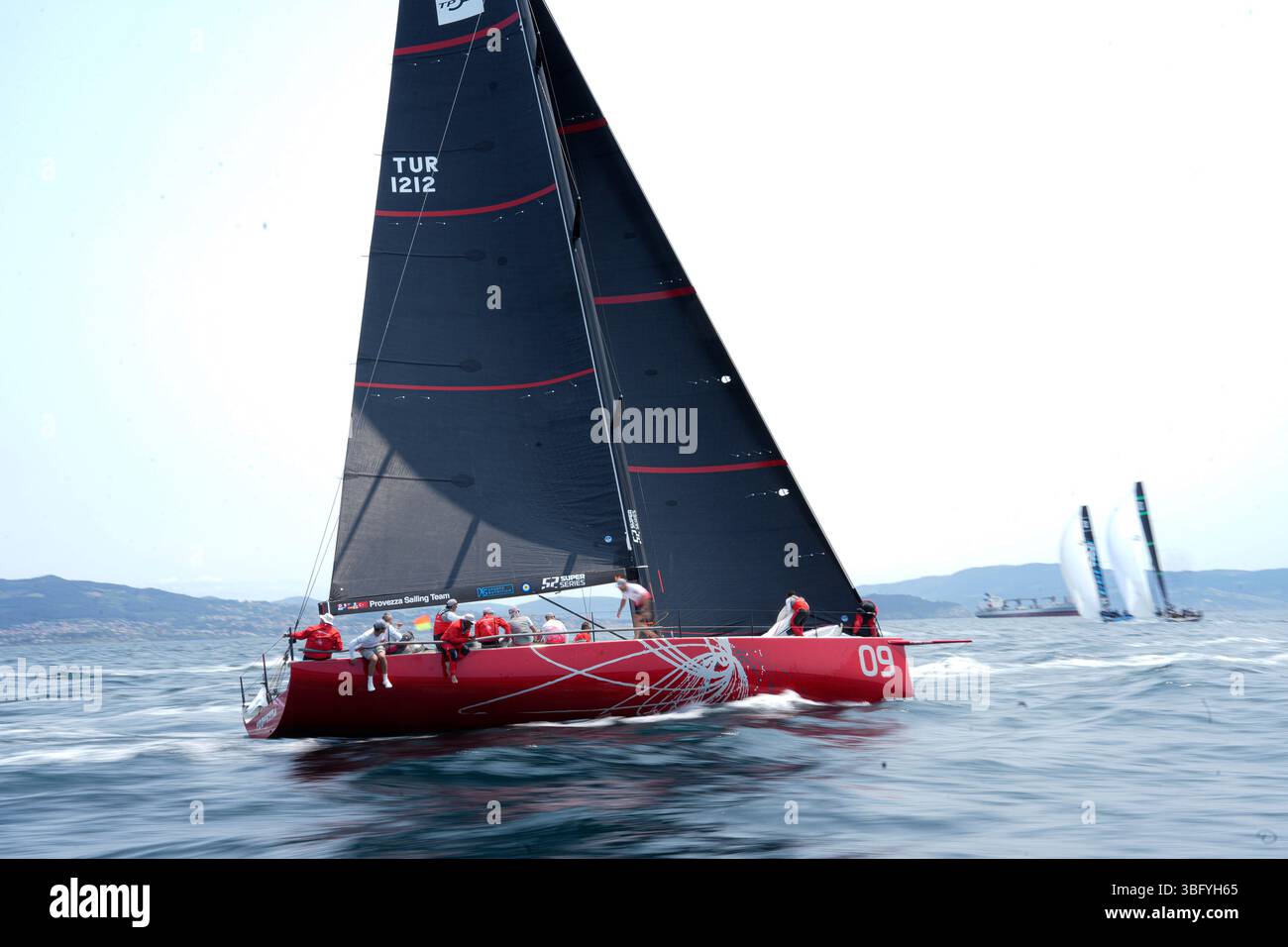 A team competes during the first day of the 52 Super Series of Sailing ...
