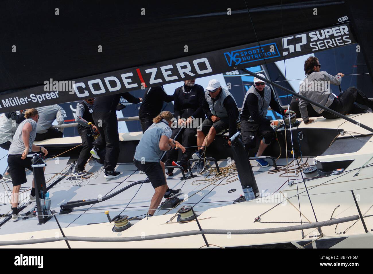 A team competes during the first day of the 52 Super Series of Sailing ...