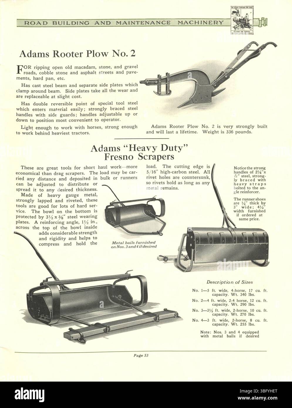 The Adams adjustable leaning wheel graders, produced by J.D. Adams ...