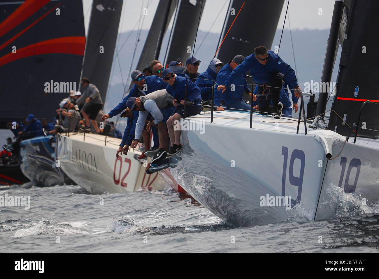 A team competes during the first day of the 52 Super Series of Sailing ...