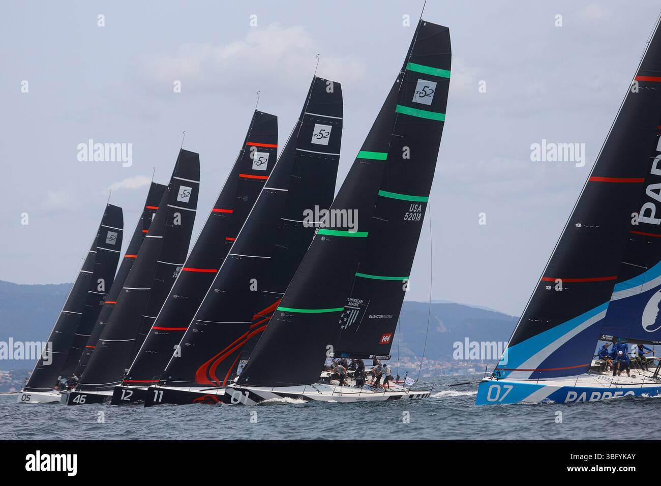Sailboats during the first day of the 52 Super Series of Sailing, at ...