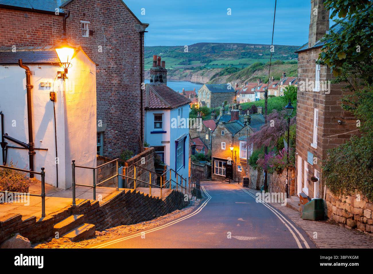 Dawn at Robin Hood's Bay, picturesque seaside village in North ...