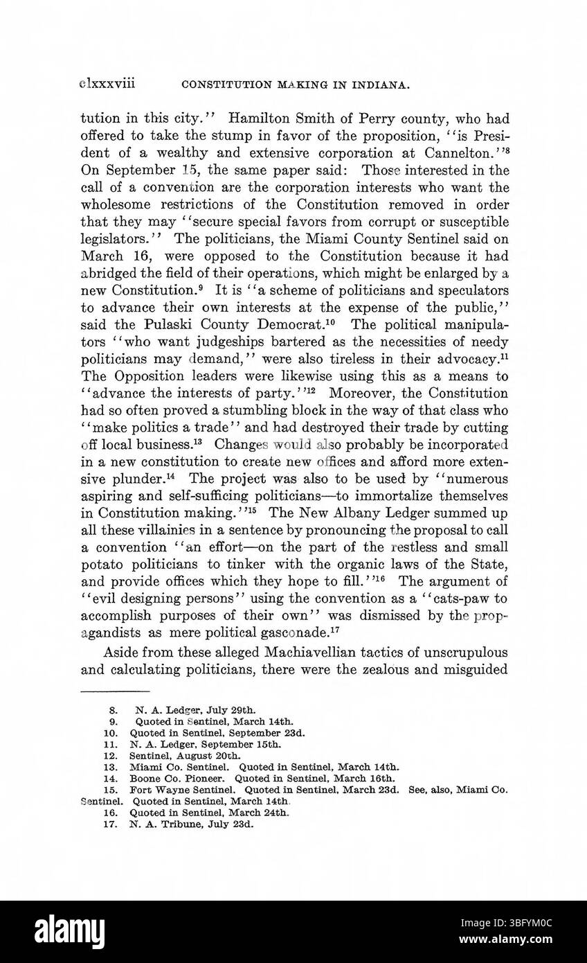 In this section of *Constitution Making in Indiana* (1971), the focus ...