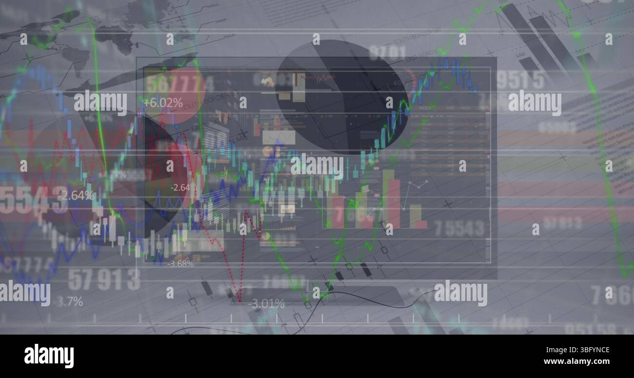 Graphs processing data over computer hi-res stock photography and ...