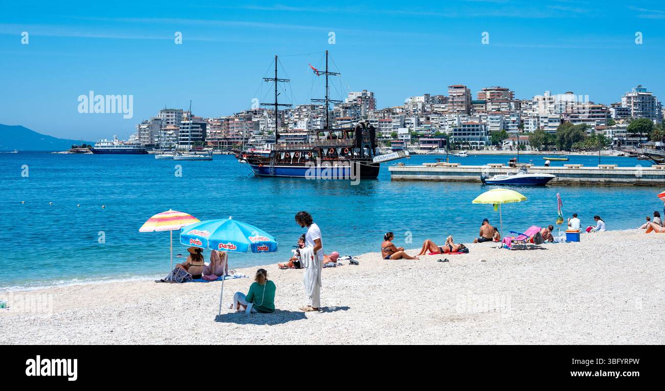 Beach at Saranda, Albania Stock Photo - Alamy