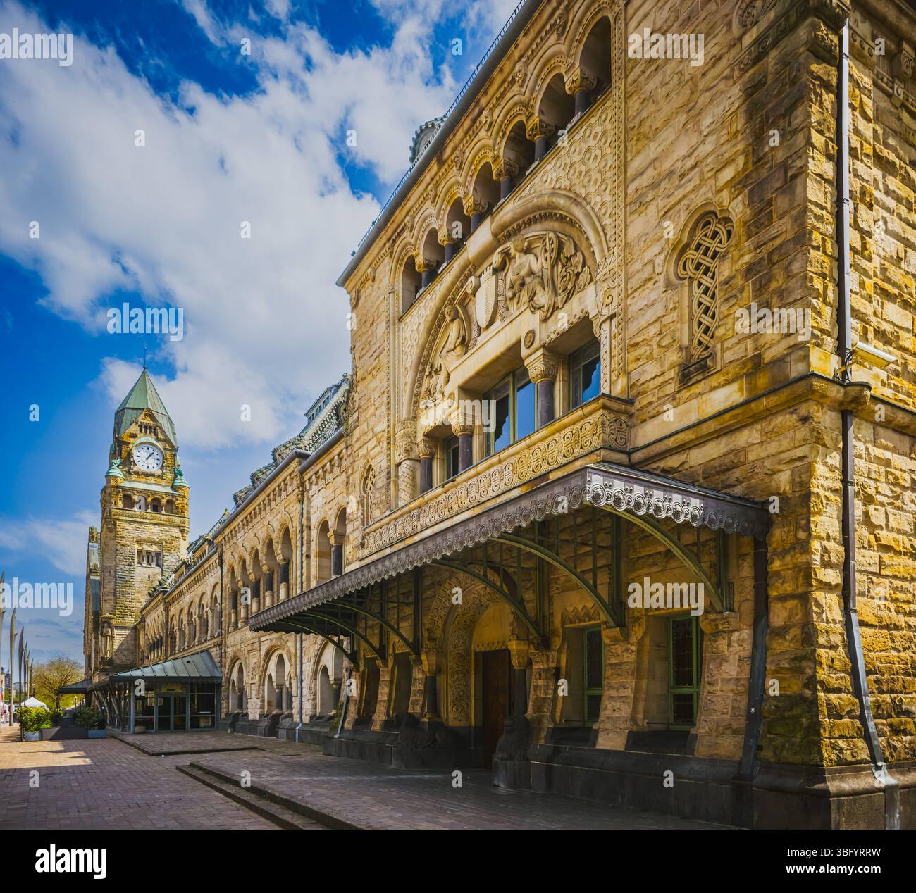 Historic Metz train station with Romanesque revival architecture Stock ...