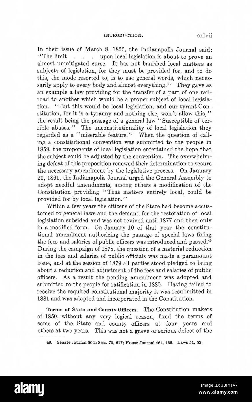 This section of 'Constitution Making in Indiana' (1971) focuses on the ...
