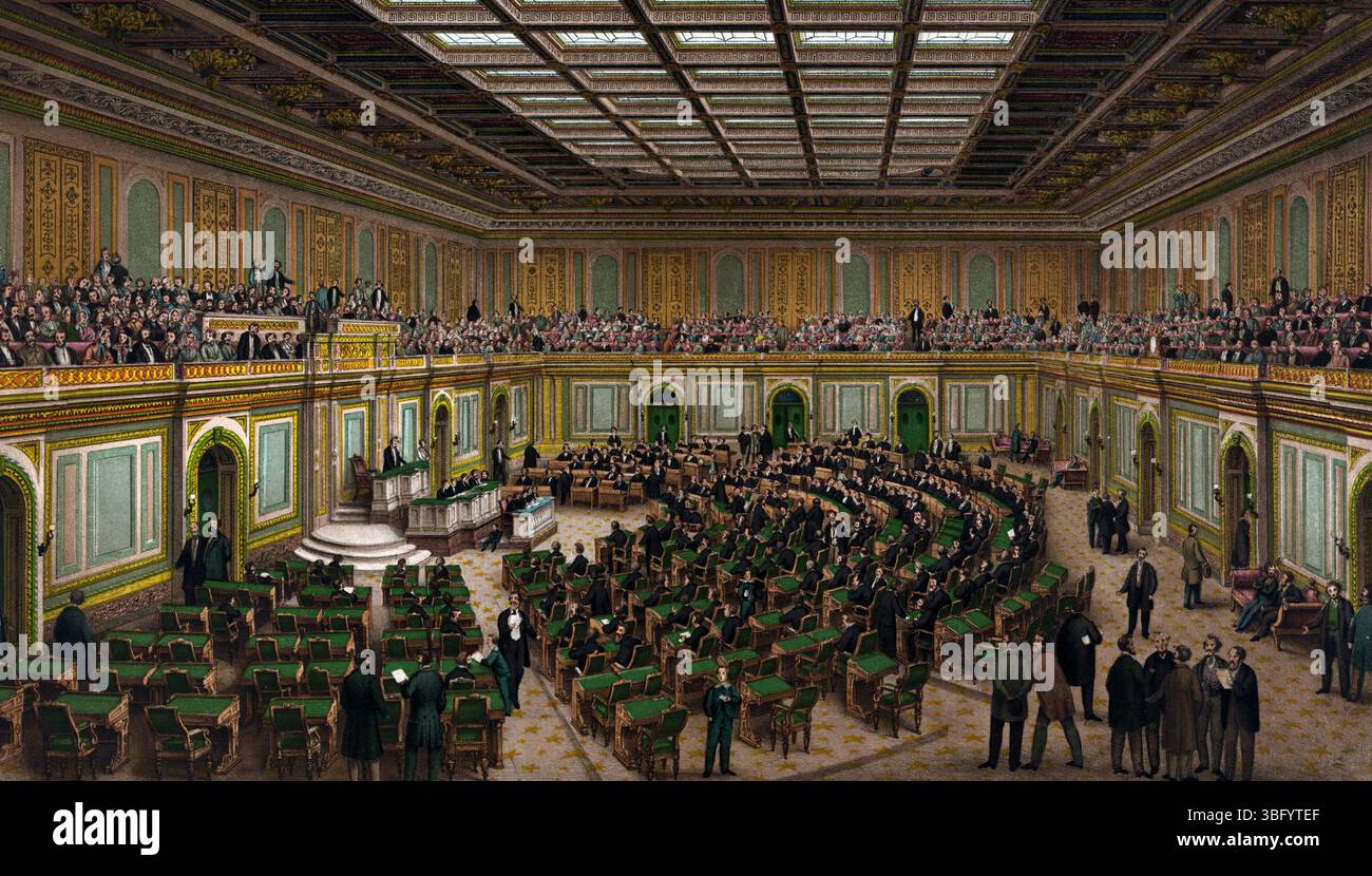 Interior of the U.S. House of Representatives chamber on Capitol Hill ...