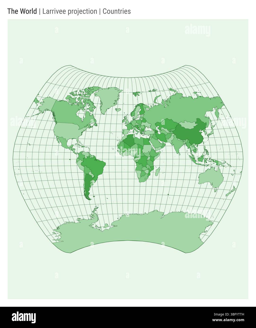 World Map. Larrivee projection. Countries style. High Detail World map ...