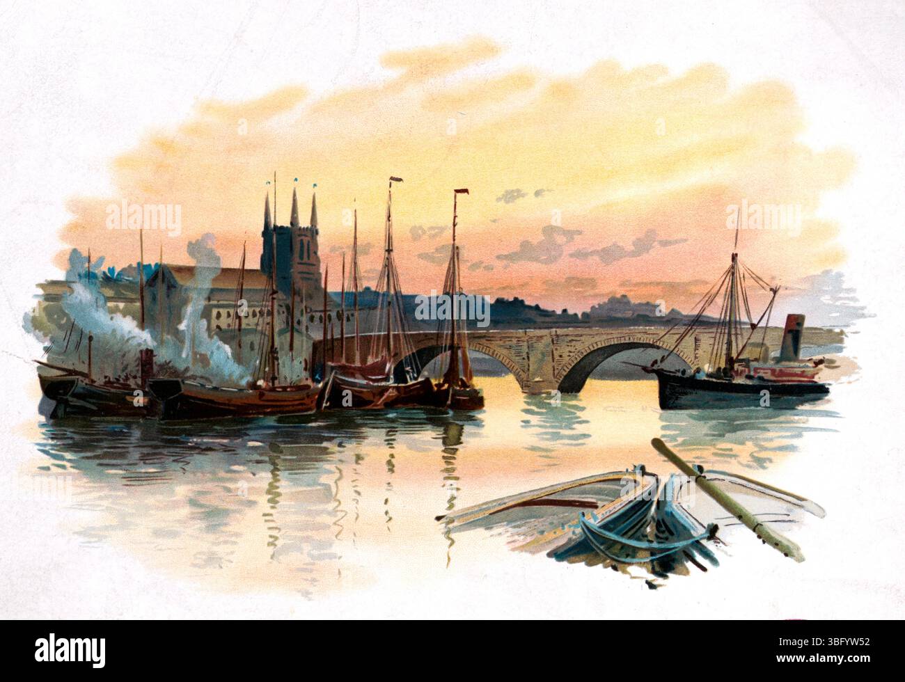 London Bridge watercolour The Thames colour colour 19th century Stock ...