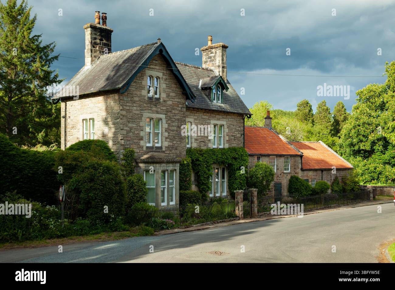 Spring afternoon in Egton Bridge village, North Yorkshire, England ...