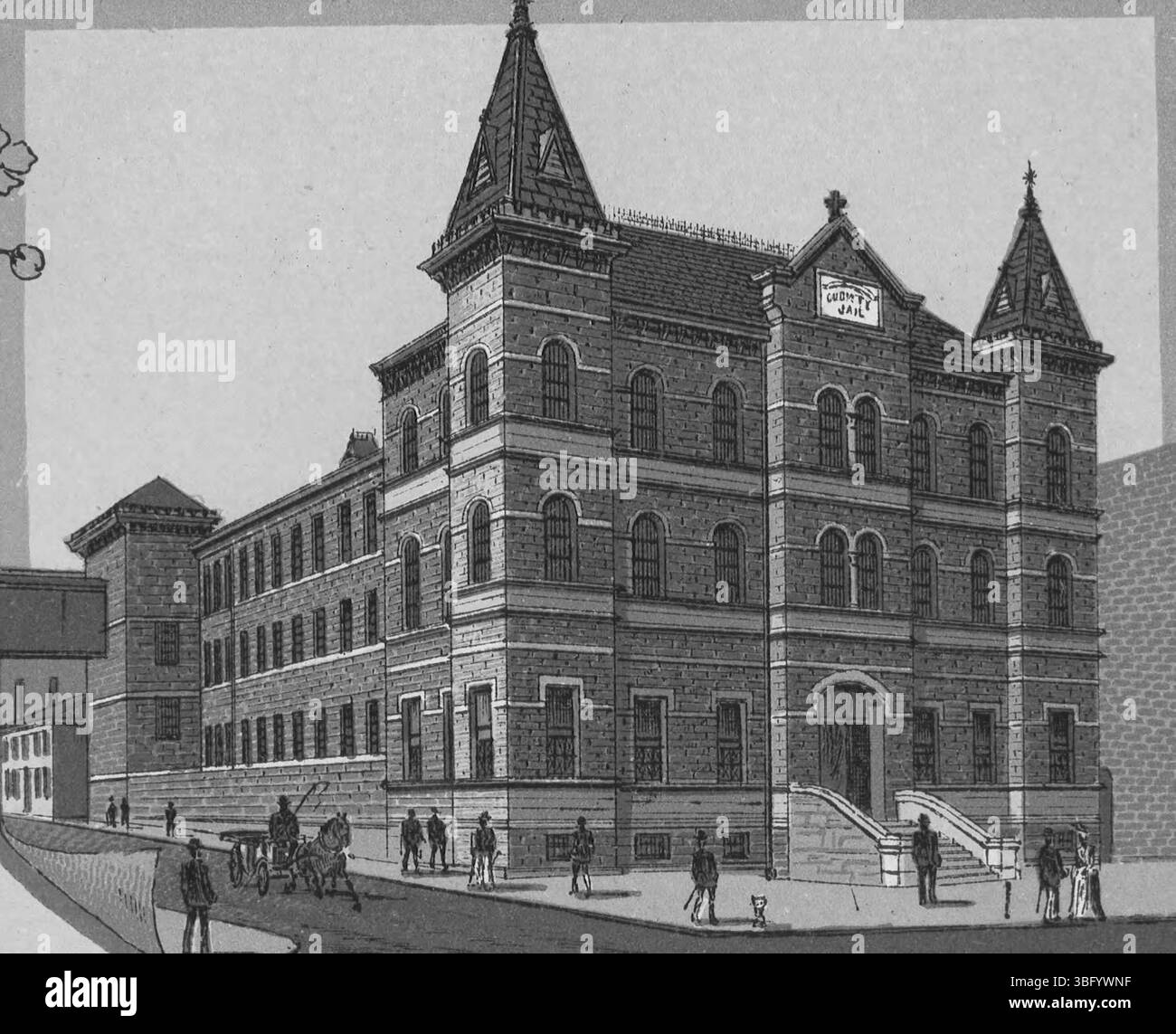 An illustration of the Franklin County Jail, located on East Fulton ...