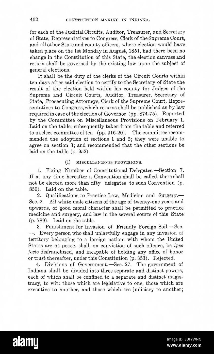 This section of *Constitution Making in Indiana* (1971) discusses the ...