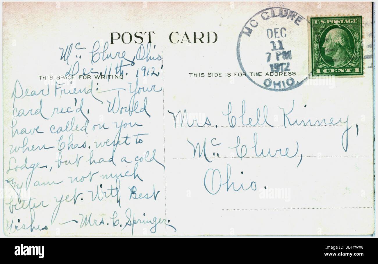 This 1912 colored print depicts Scott Street in Napoleon, Ohio, showing ...