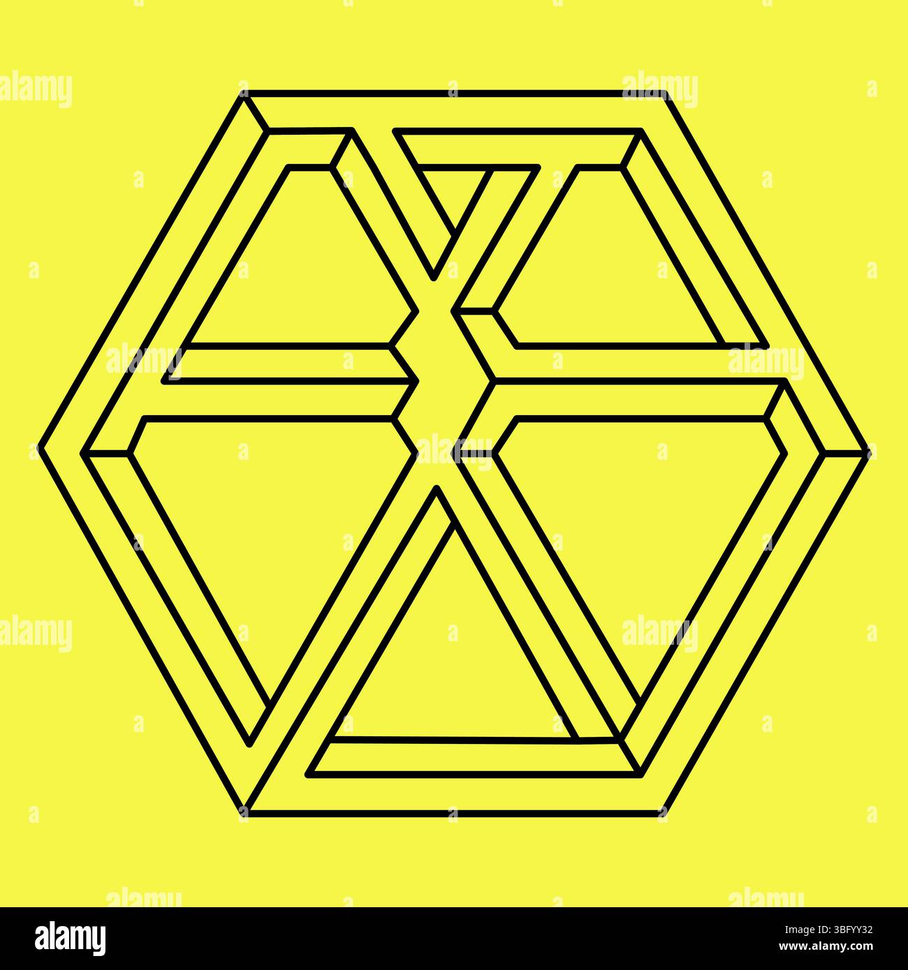 Optical illusion. Geometric shape. Impossible hexagon. Optical art ...