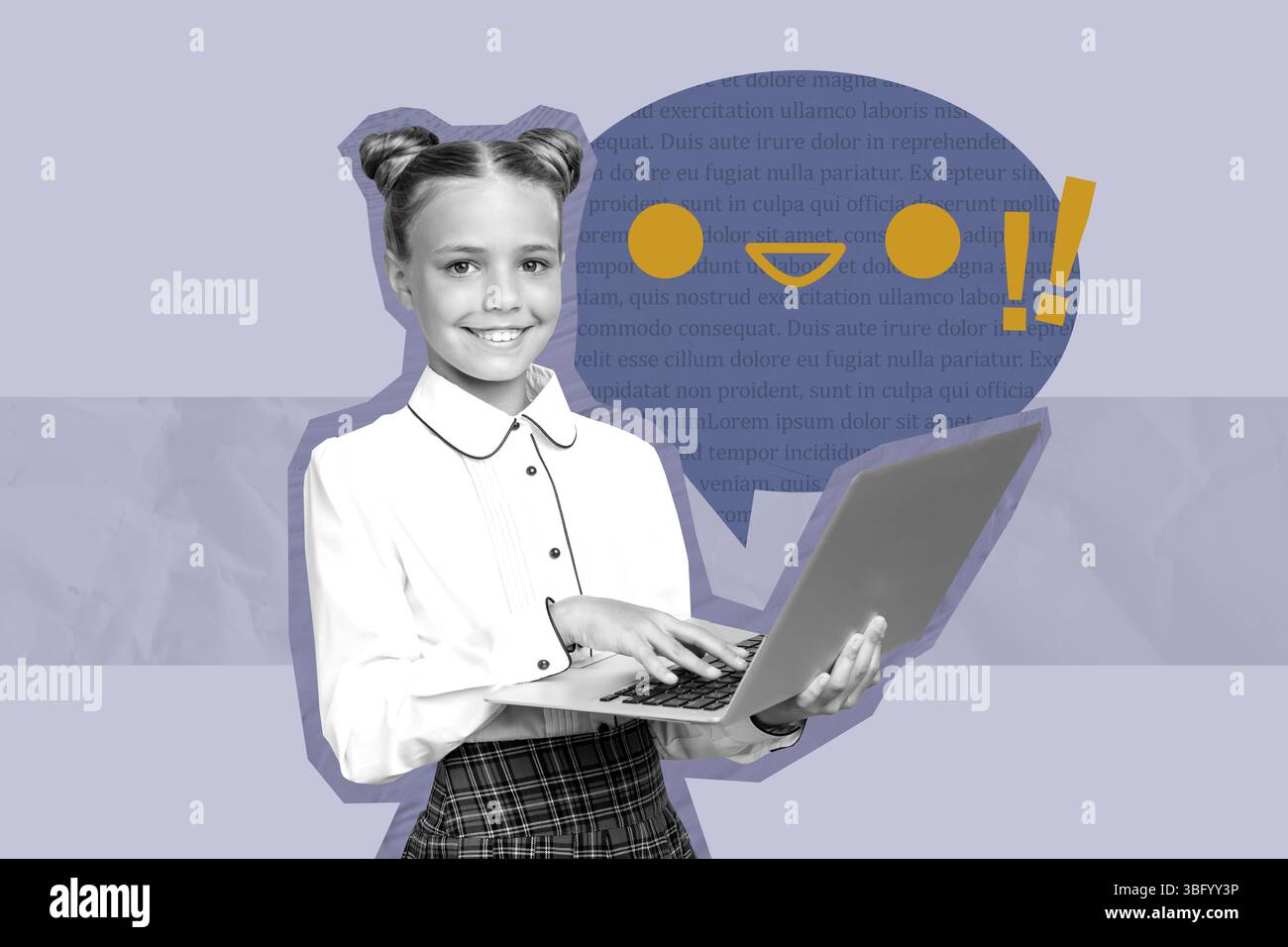 Composite trendy magazine photo collage of happy small preteen ...