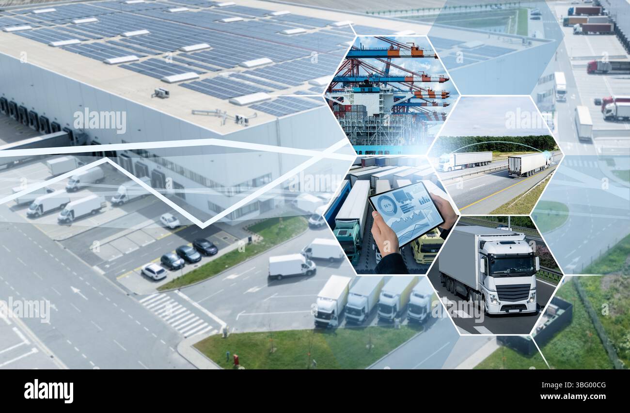 Fleet management, freight transportation and smart logistics concept ...