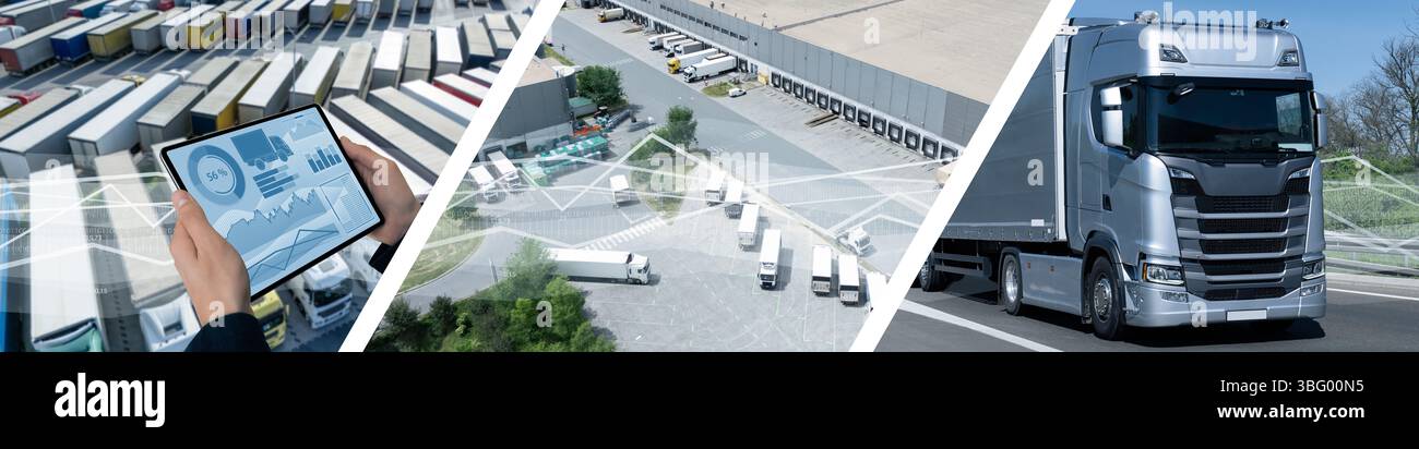 Fleet management, freight transportation and smart logistics concept ...