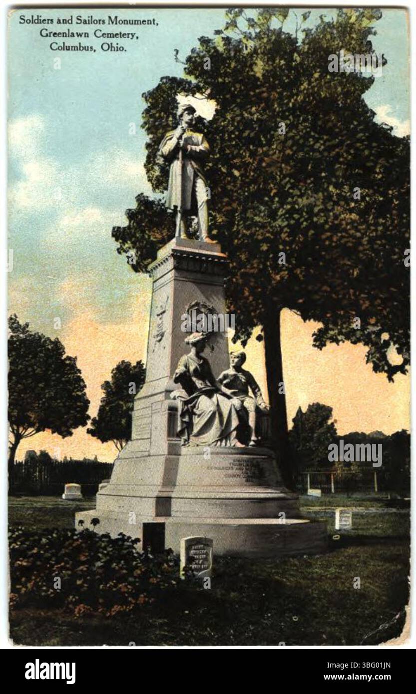 A colorized image from 1911 showing the Soldiers and Sailors Monument ...