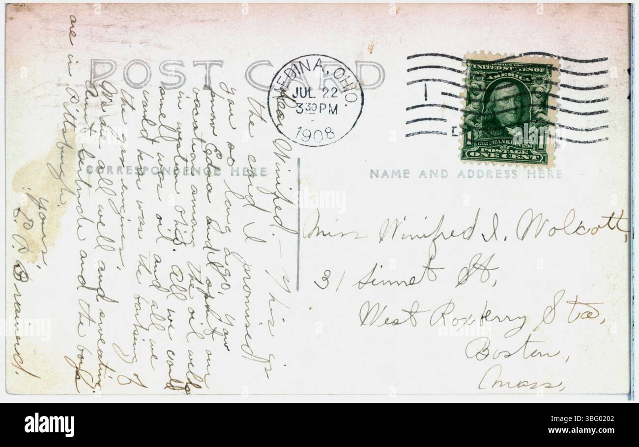 This 1908 image shows a shot of an oil well in Jerry City, Ohio ...