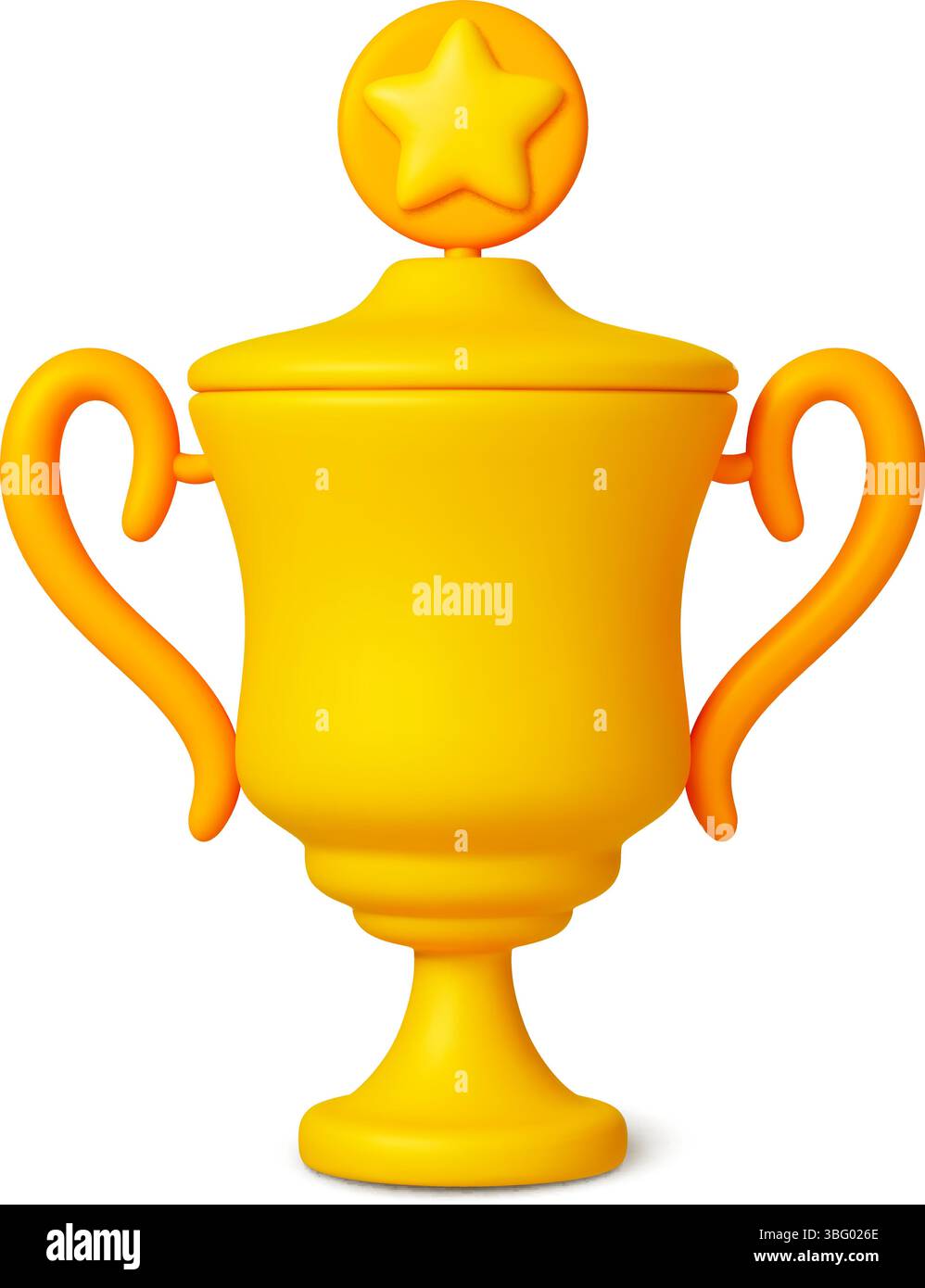 Big gold trophy 3d icon. Realistic golden cup, sport winner award ...