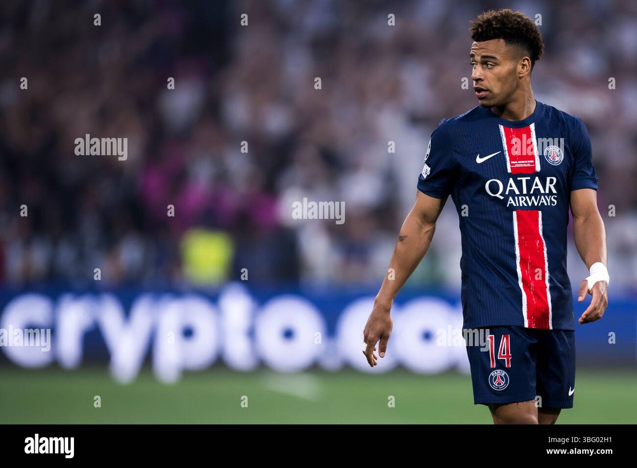 Desire Doue of Paris Saint-Germain looks on during the UEFA Champions ...