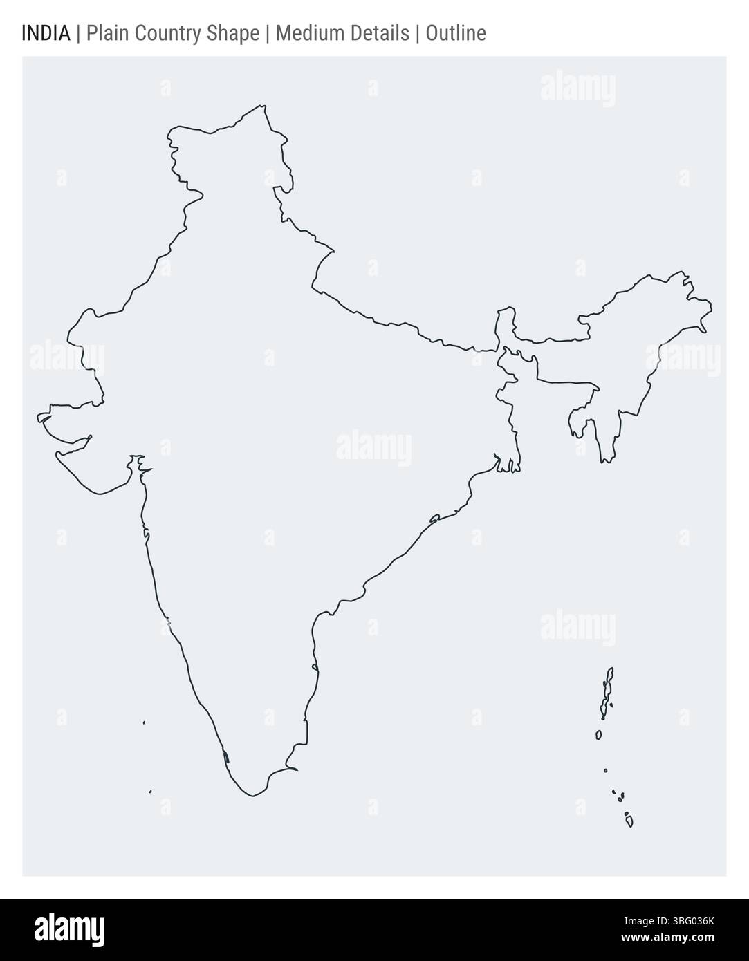 India plain country map. Medium details. Outline style. Shape of India ...