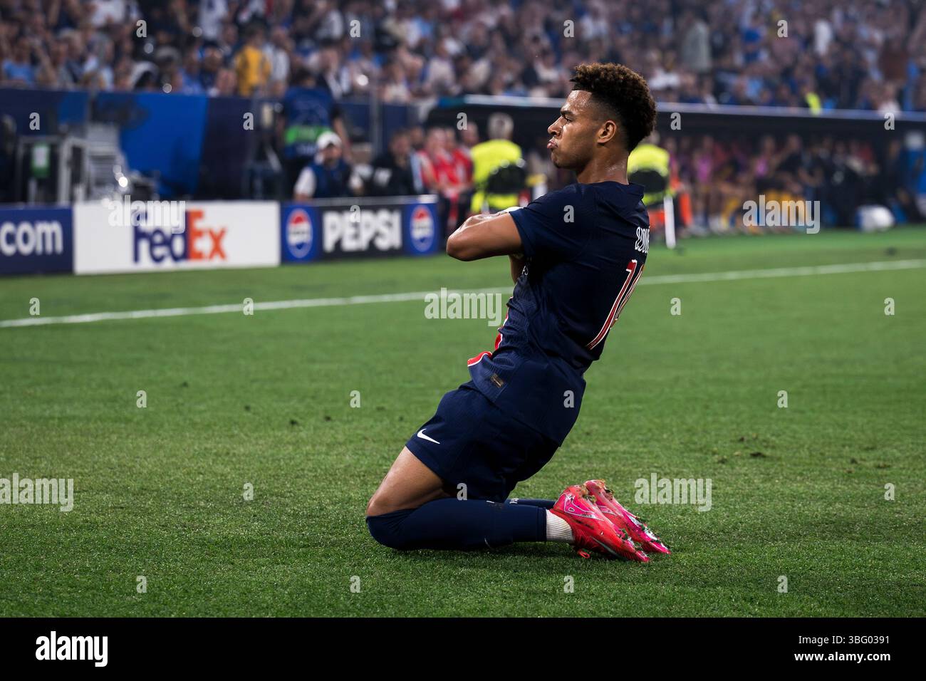 Desire Doue of Paris Saint-Germain celebrates after scoring a goal ...