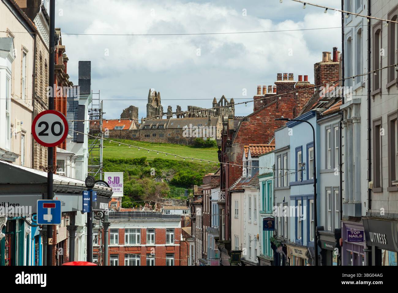 Spring afternoon in Whitby town centre, North Yorkshire, England Stock ...