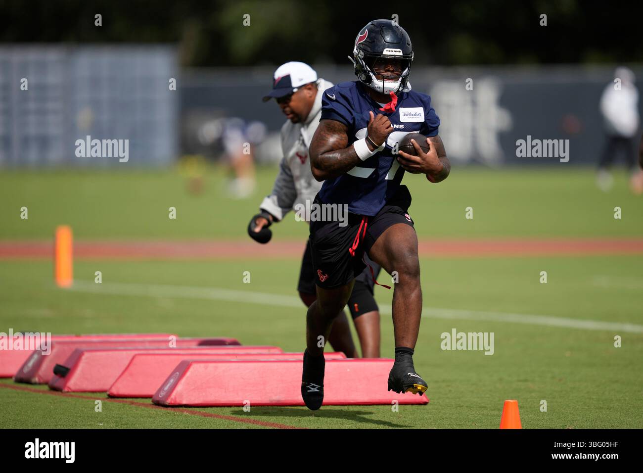 Houston Texans running back Woody Marks works out during NFL football ...
