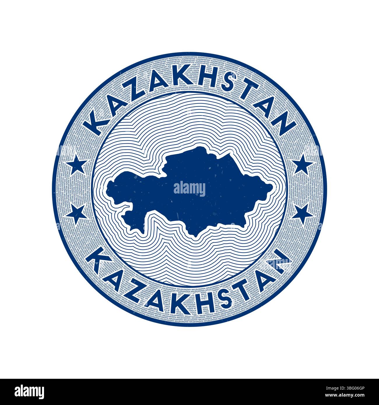 Kazakhstan round badge vector. Country round stamp with the shape of ...