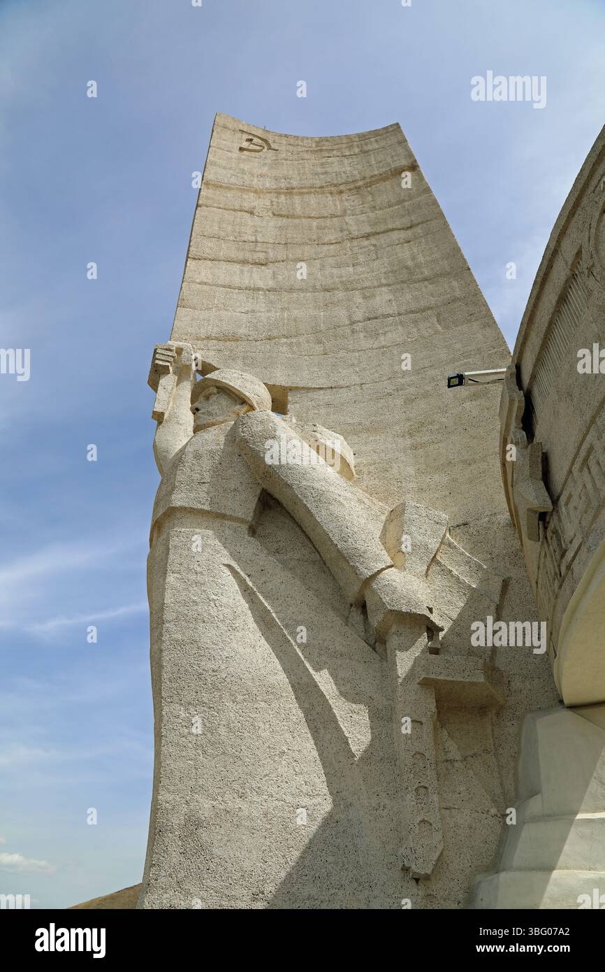 Sculpture of a soldier on the Zaisan Memorial in Ulaanbaatar Stock ...