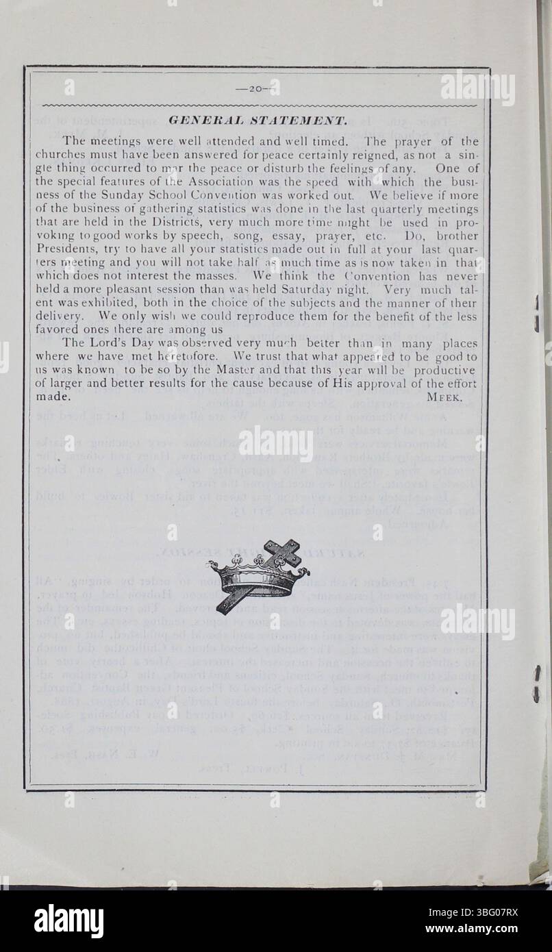 The 1887 minutes of the Eastern Union A.S. Baptist Association, which ...
