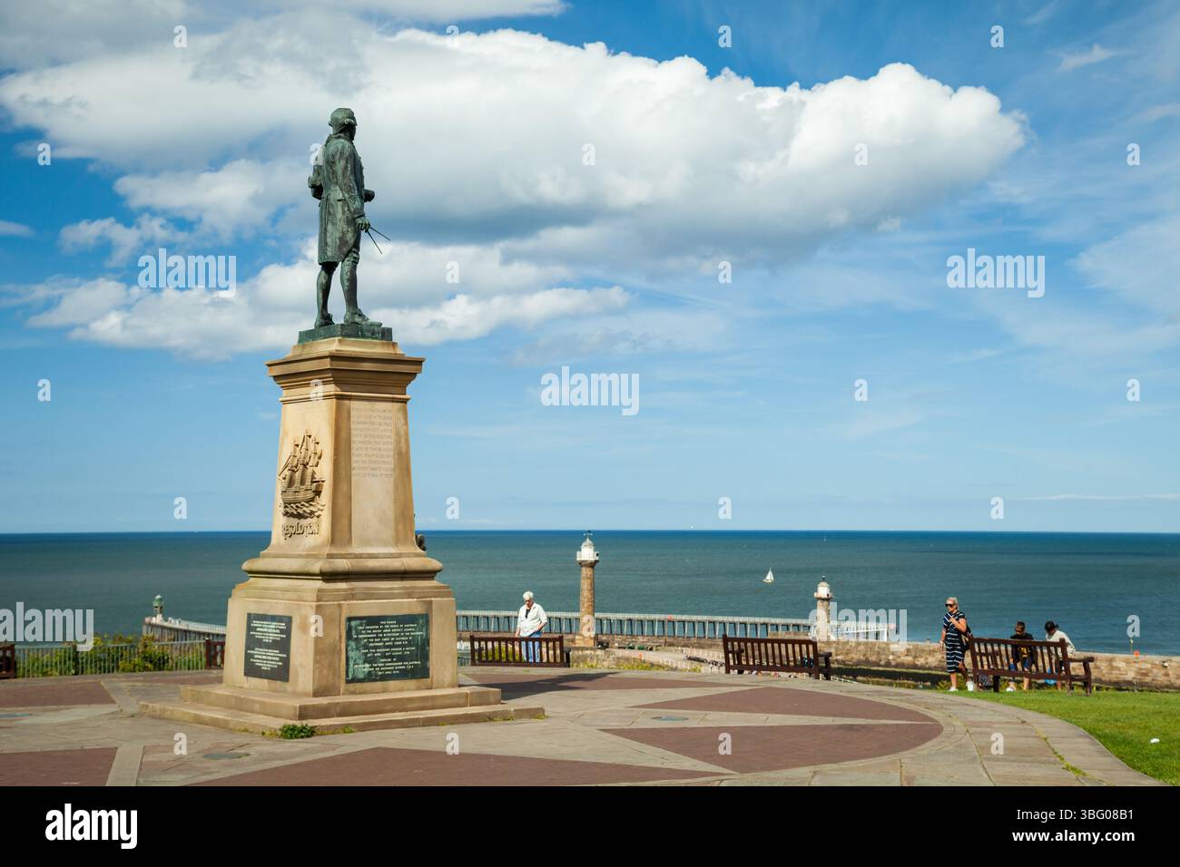 Captain Cook memorial in Whitby, North Yorkshire, England Stock Photo ...