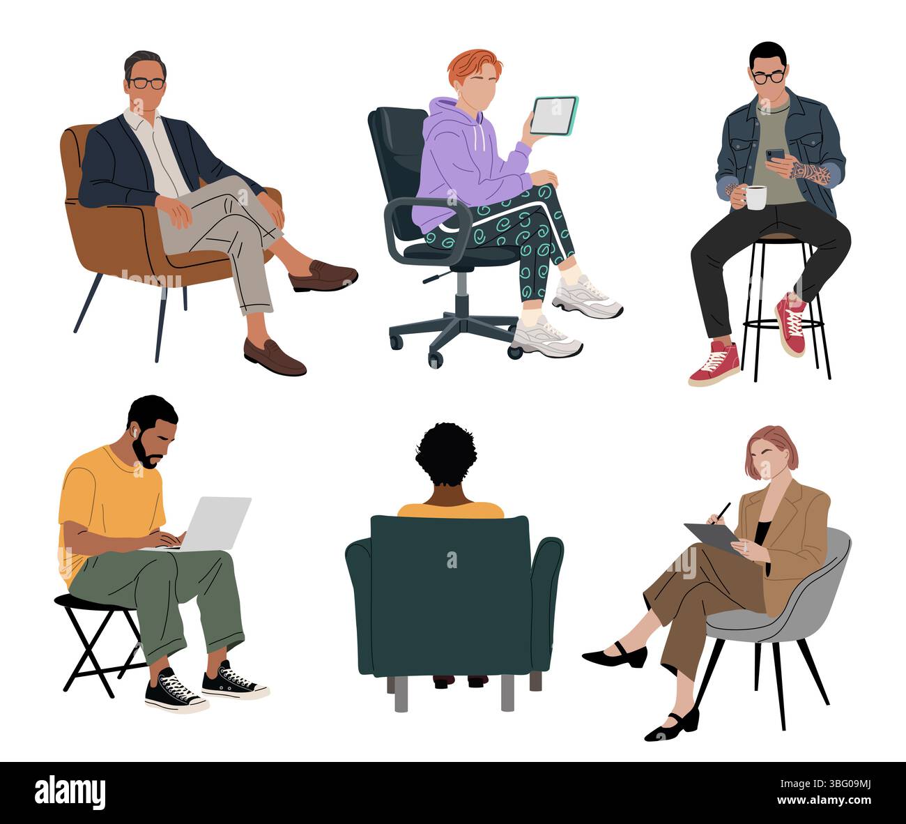 Sitting characters people in Cut Out Stock Images & Pictures - Alamy