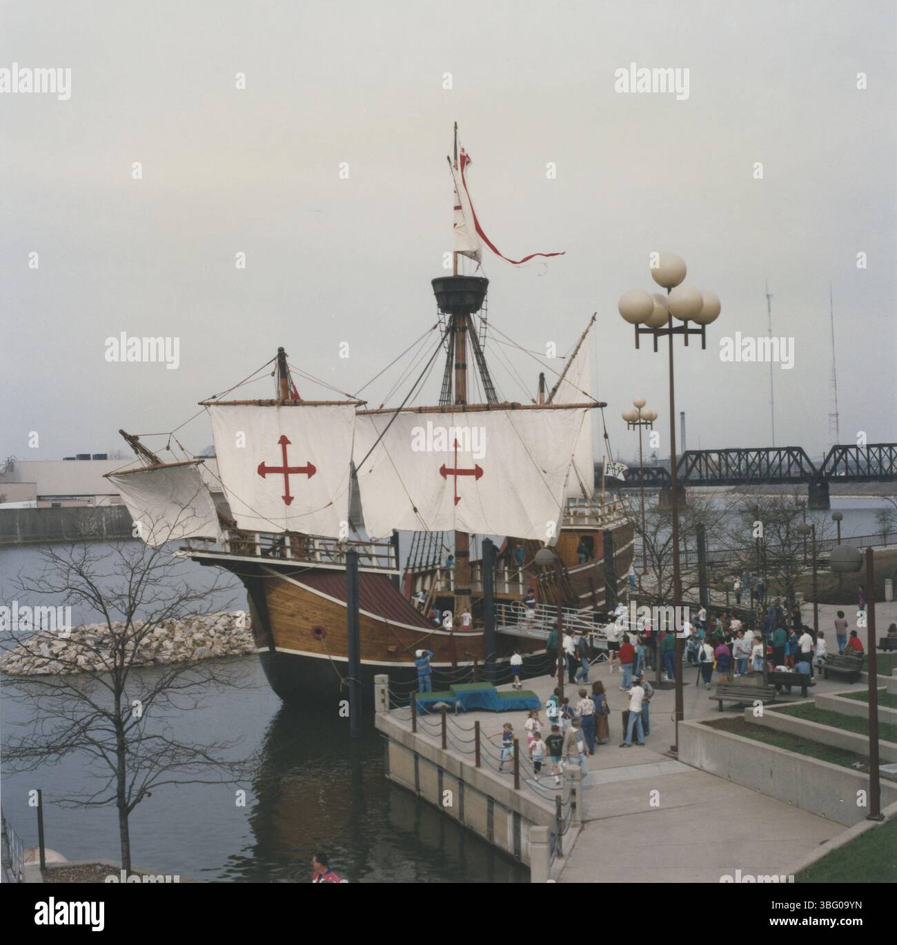 The 1991 image of the Santa Maria replica moored at Battelle Riverfront ...
