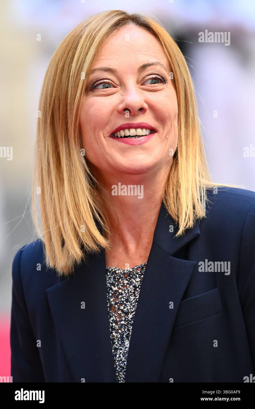 Italian Prime Minister Giorgia Meloni during the meeting with the ...