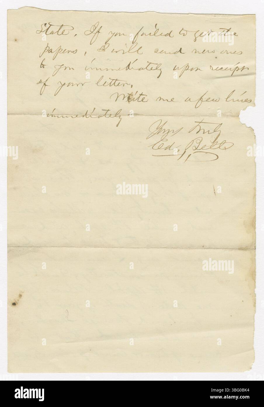 Ed Bell’s February 16, 1867 letter to Eleanor Kelley continues the ...