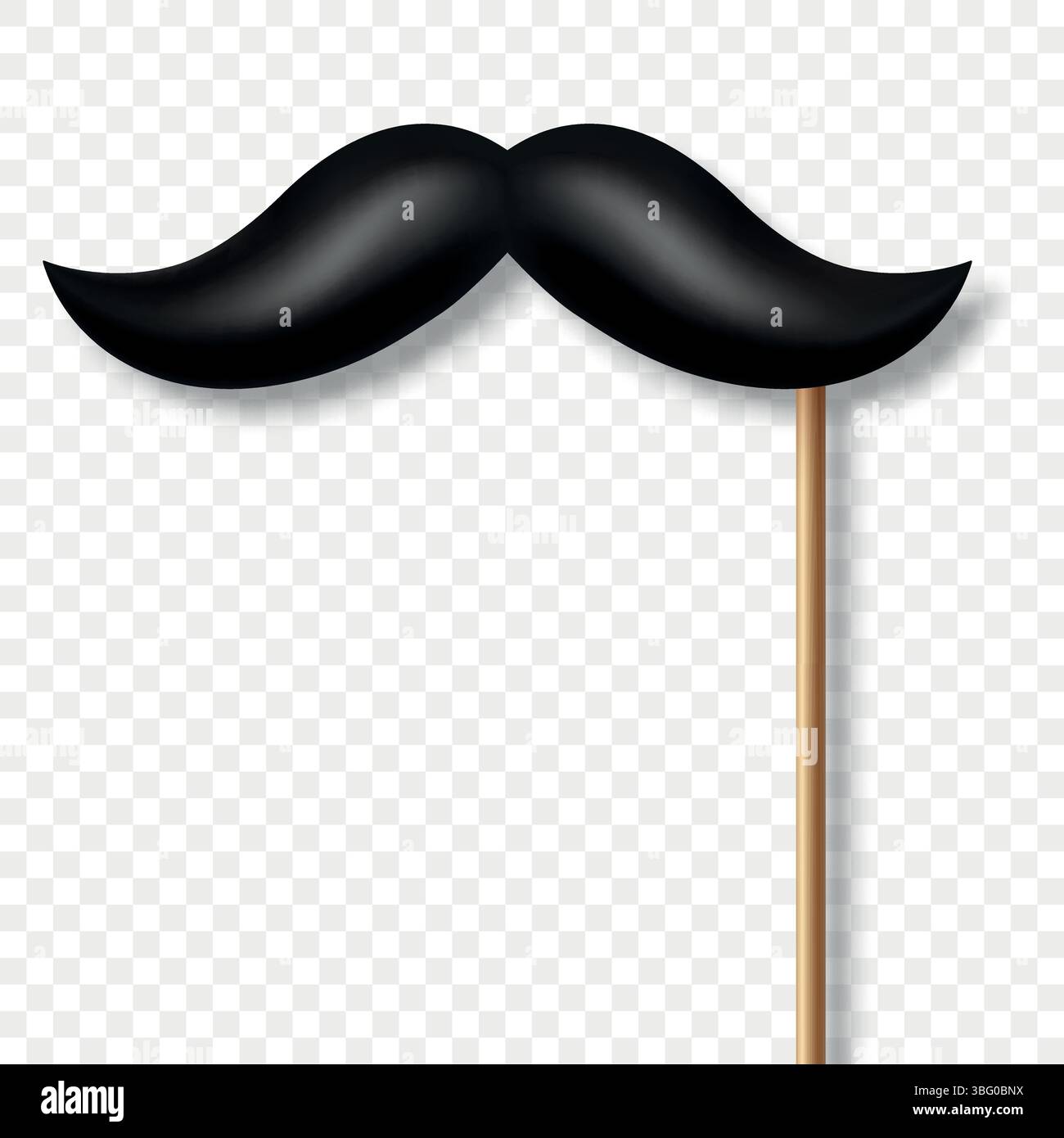 Vector 3d Realistic Black Mustache Prop on Stick, Isolated. Simple ...