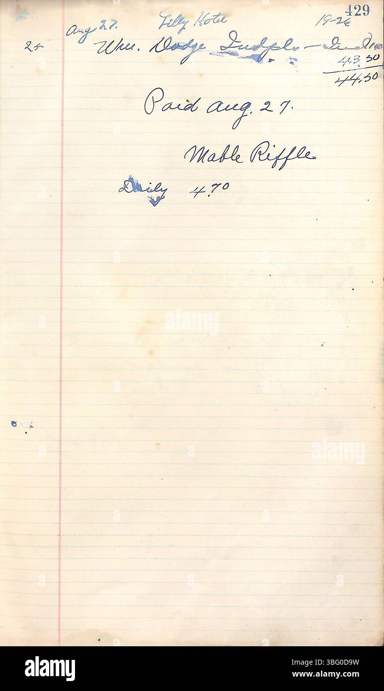 This ledger entry from the Camp Chesterfield hotel, spanning 1922-1927 ...