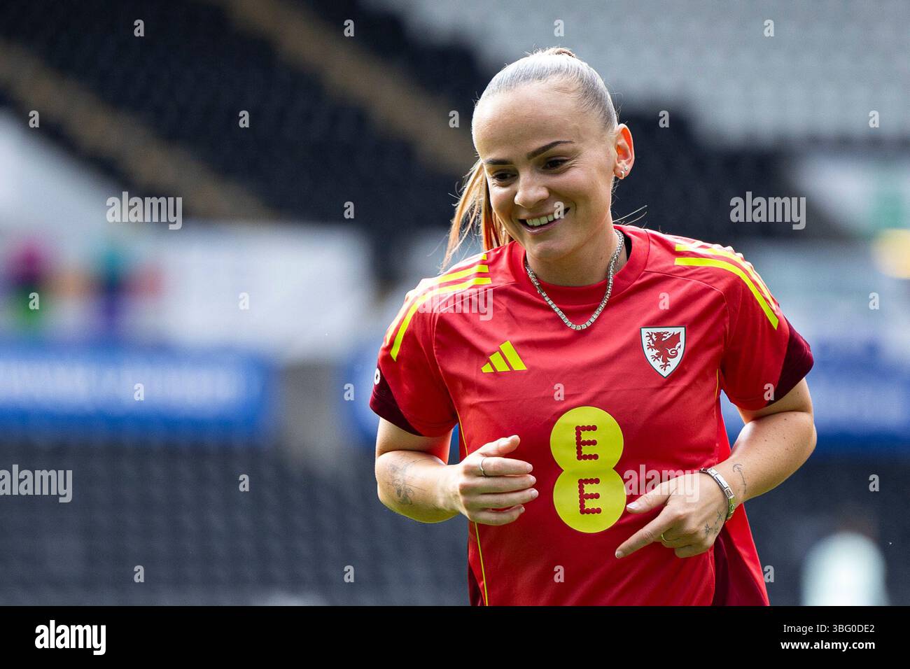 Swansea, UK. 03rd June, 2025. Lily Woodham of Wales during the warm up ...