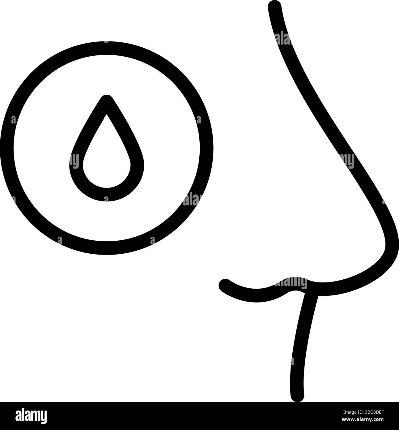 Runny Nose Outline Icon. Sinusitis Symptom, Snot, Allergy or Cold ...