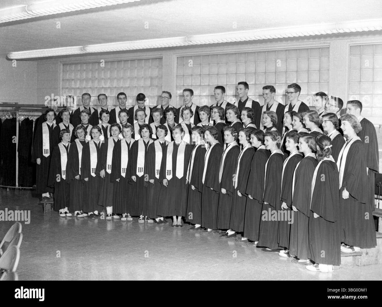 Photograph circa 1955 of the Worthington High School choir practicing ...