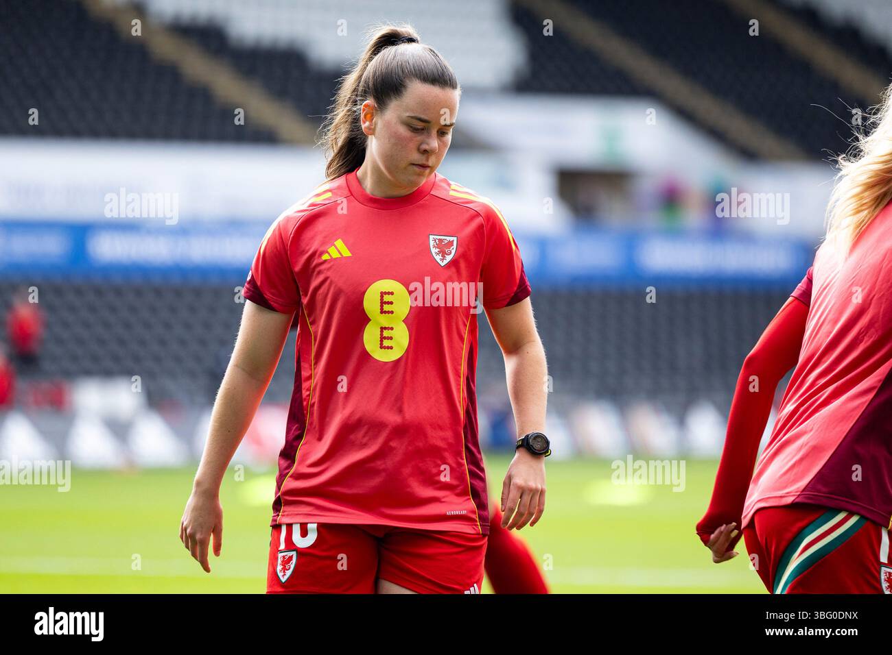 Swansea, UK. 03rd June, 2025. Esther Morgan of Wales during the warm up ...