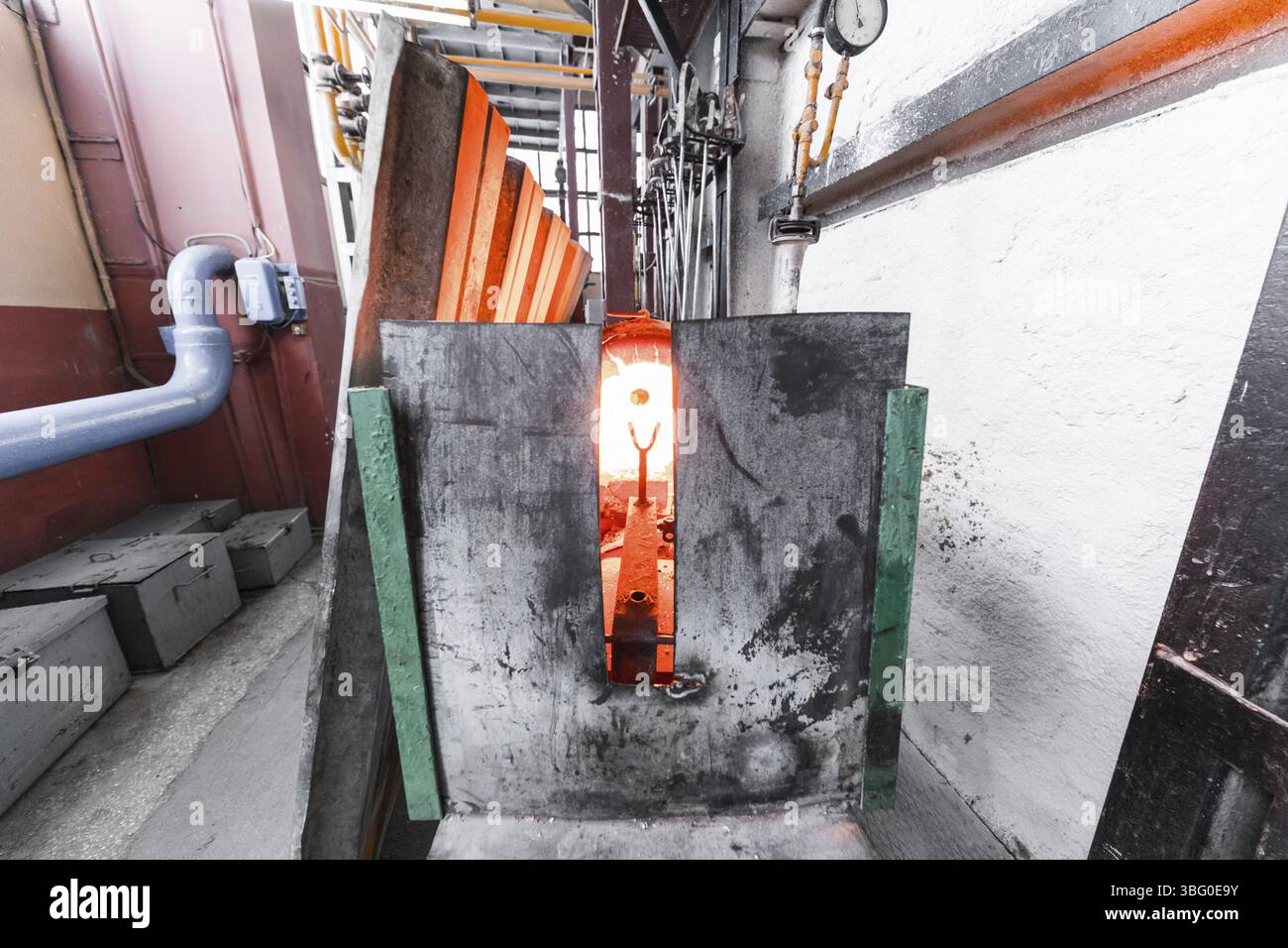 Process of glass making at specialized glass industry Stock Photo - Alamy