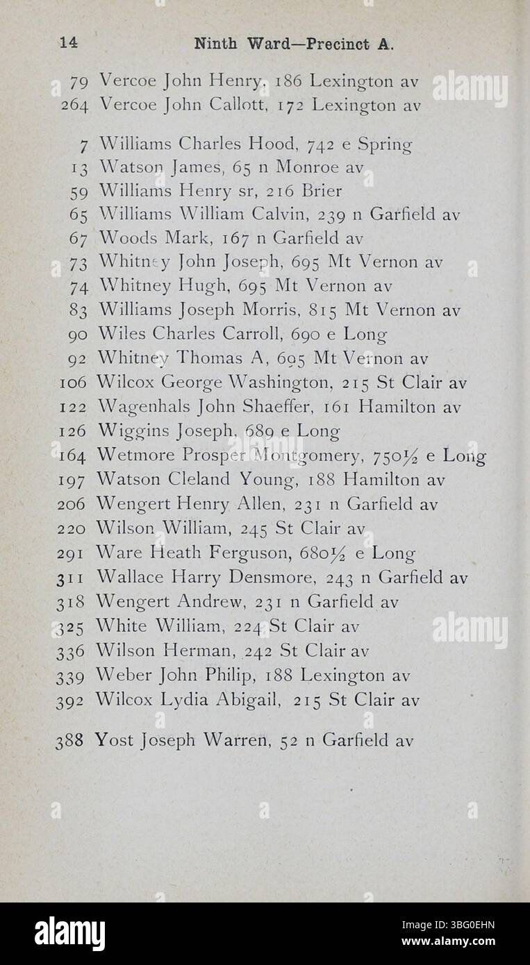 Official 1894 register of electors in Columbus, Ohio, sorted by ward ...
