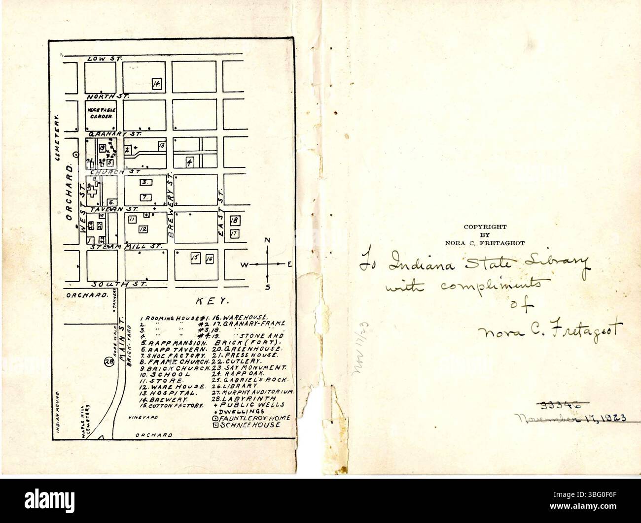 This 1923 official guide to Historic New Harmony by Nora C. Fretageot ...