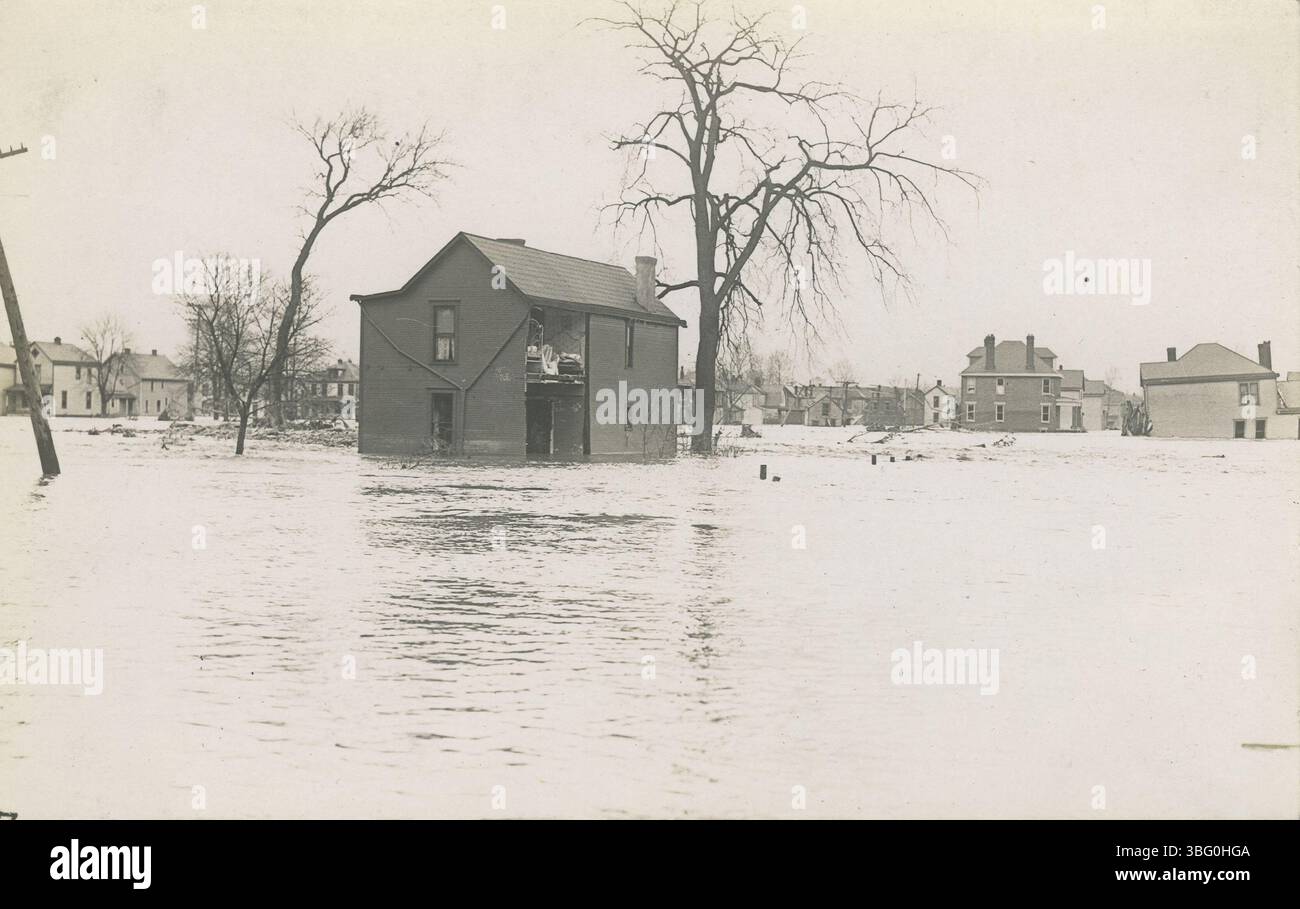This image from the 1913 Columbus flood shows a lone house standing ...