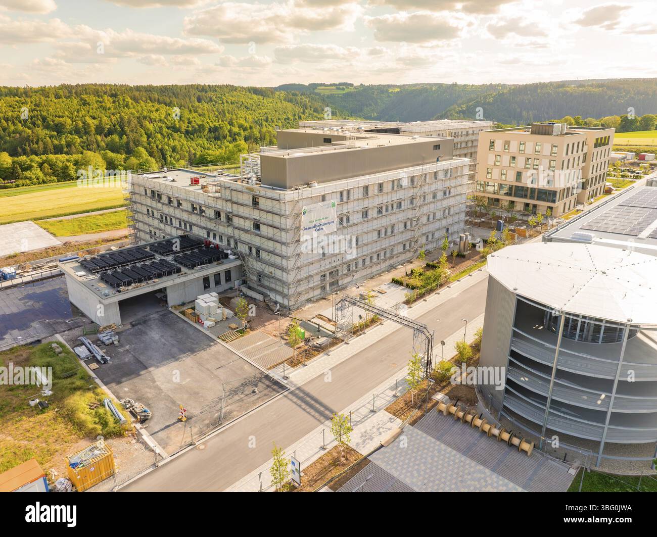 Building complex in a rural setting with several multi-storey buildings ...